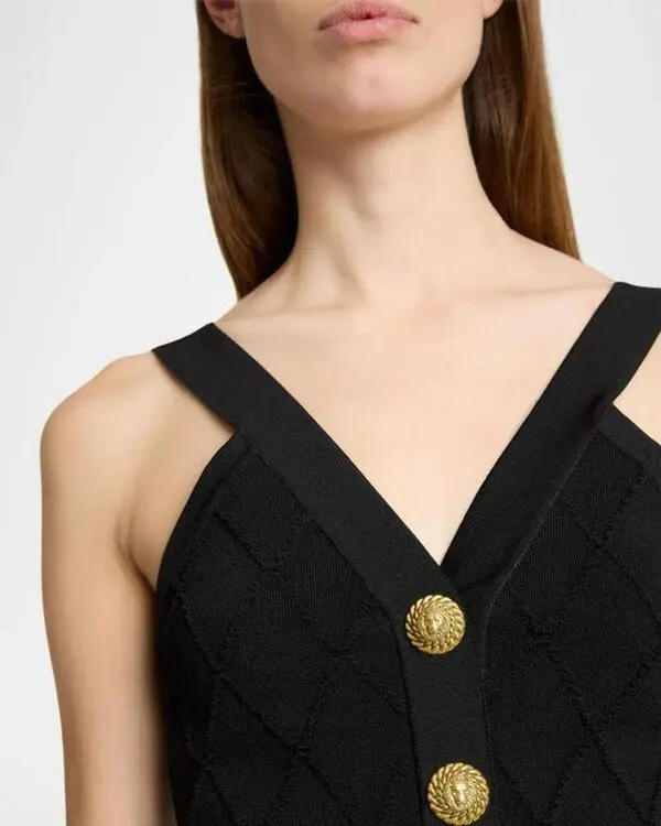 Balmain 3-button Quilted Compact Knit Vest