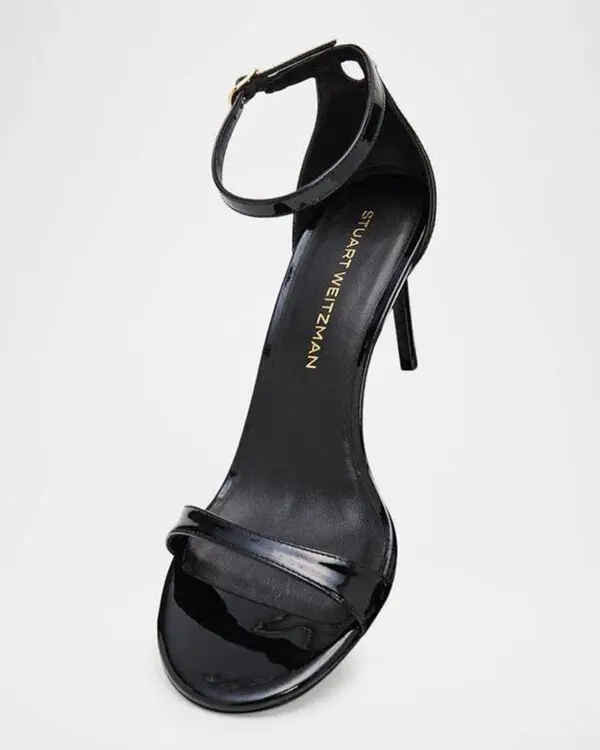 STUART WEITZMAN 75mm Nudist Ii Patent Leather Sandals - Black