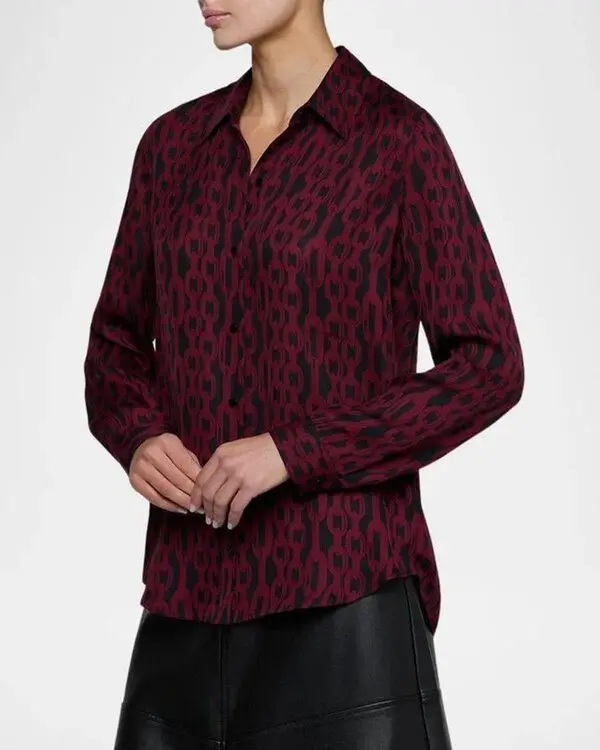 L & APOS;AGENCE Nina Chain-link-print Silk Shirt