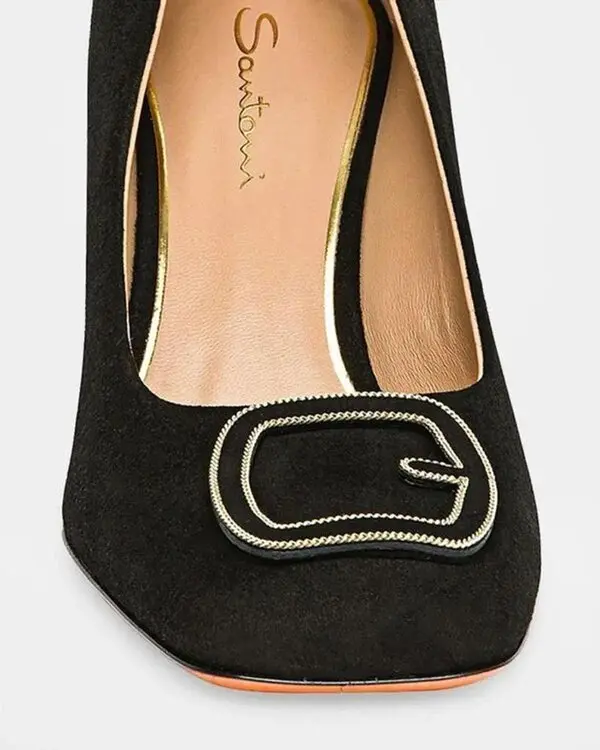 Santoni 70mm Marta Suede Buckle Booties - Black