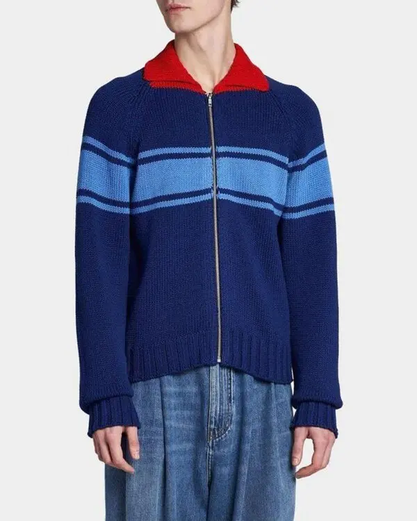 Marni Colorblocked Cotton Zip-front Cardigan