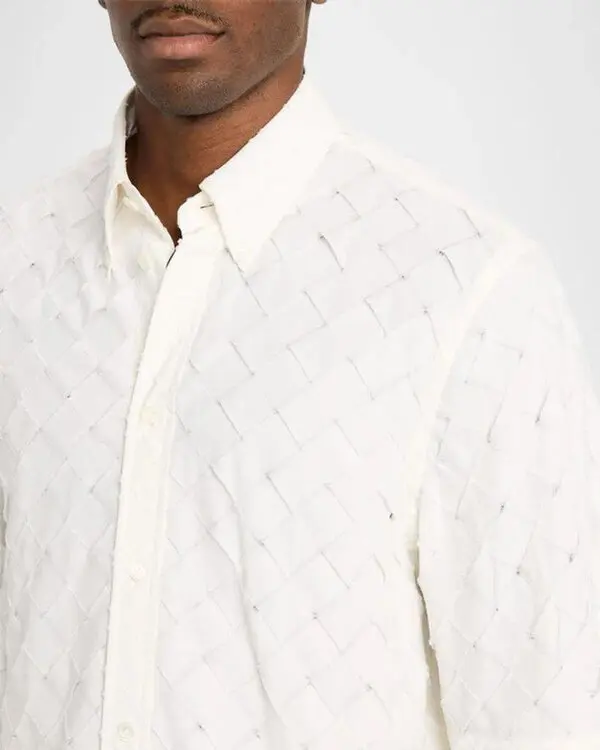 Bottega Veneta Apos;s Poplin Intrecciato Short-sleeve Shirt