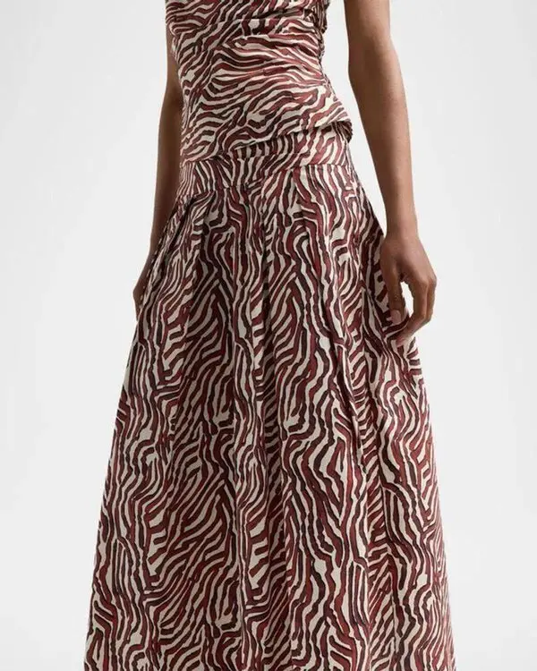Proenza Schouler White Label Nessa Maxi Skirt In Poplin - Rust/cream