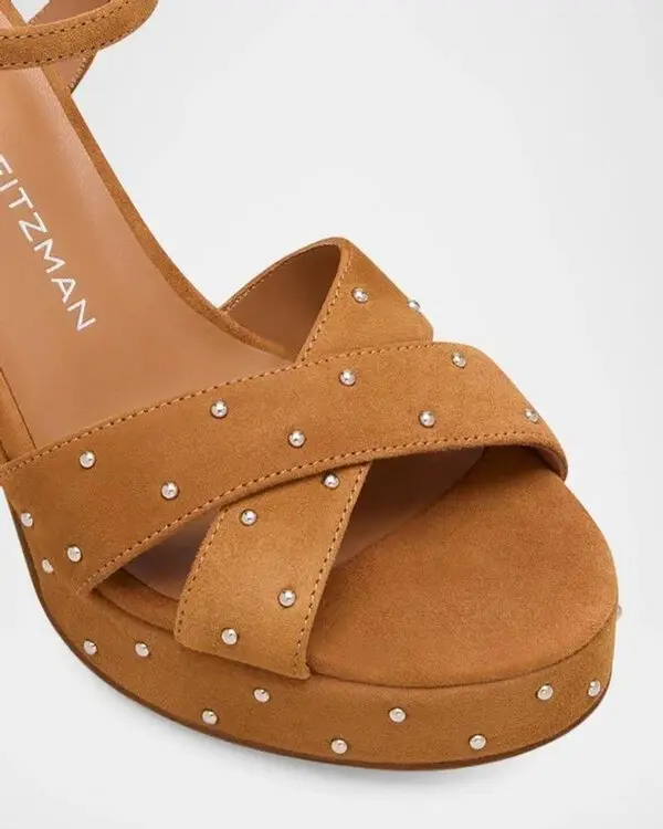 STUART WEITZMAN 90mm Dayna Sostud Suede Platform Sandals
