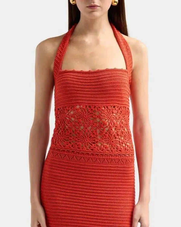 Retrofete Peggie Crocheted Halter Maxi Dress