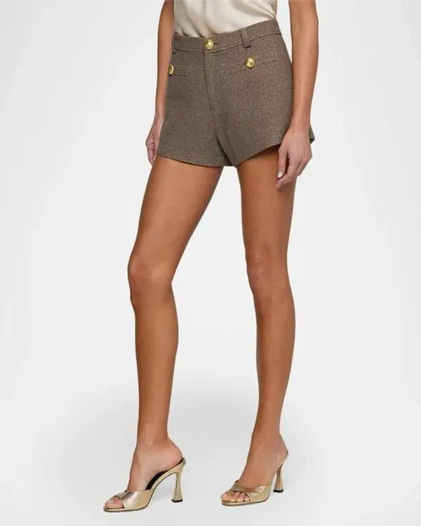 L & APOS;AGENCE Dionne Textured Cotton-blend Shorts
