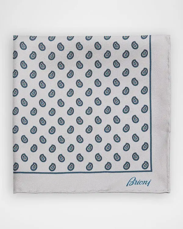 Brioni Apos;s Micro-paisley Hand-rolled Silk Pocket Square