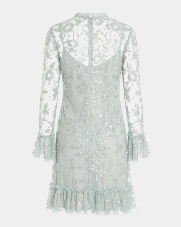 Mac Duggal Floral Sequin Ruffle Mini Dress