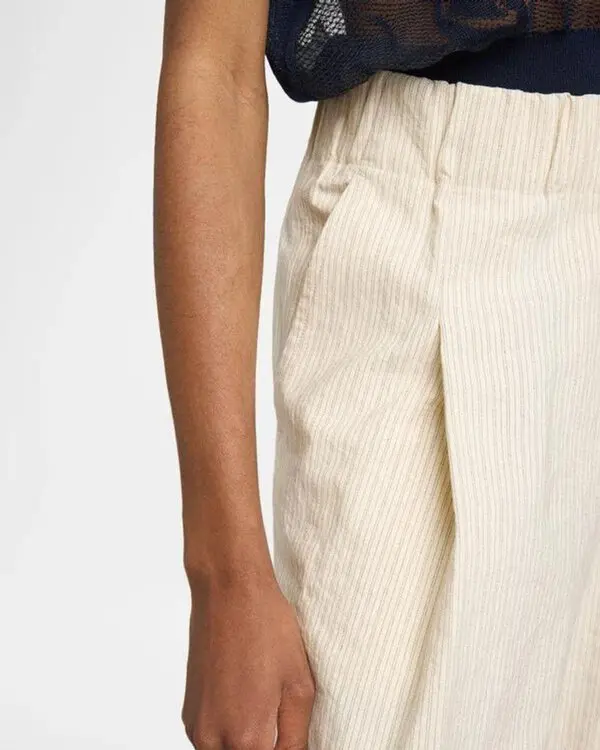 Dries Van Noten Pila Pinstriped Wide-leg Pull-on Pants - Ecru