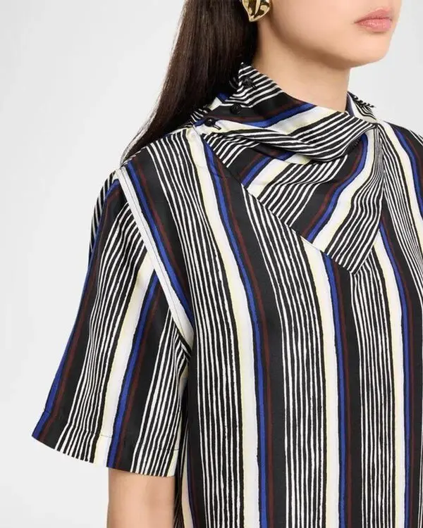 Proenza Schouler Amira Stripe Silk Top - Black Multi