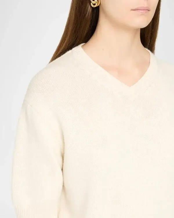 Theory Cashmere Short-sleeved Crop Sweater - Ivory