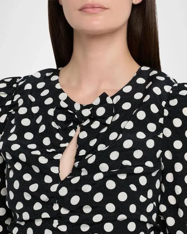 Essentiel Antwerp Jast Ruched Polka Dot Mini Dress