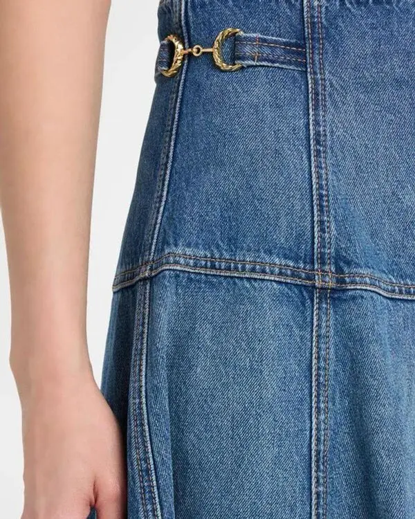 Ulla Johnson Brigette Denim Midi Skirt - Danube