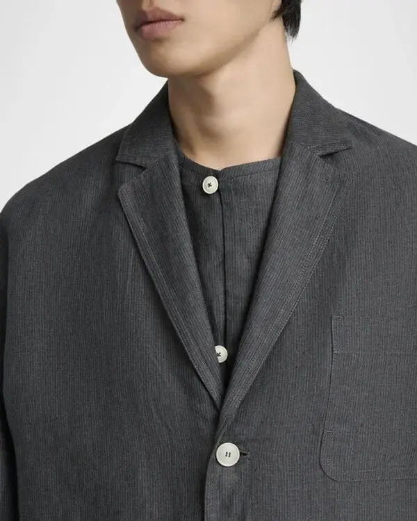 Jacquemus Apos;s La Veste Linen Micro-stripe Deconstructed Sport Jacket