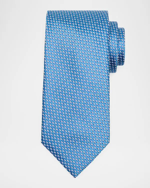 Brioni Apos;s Geometric-woven Jacquard Silk Tie - Grey Blue