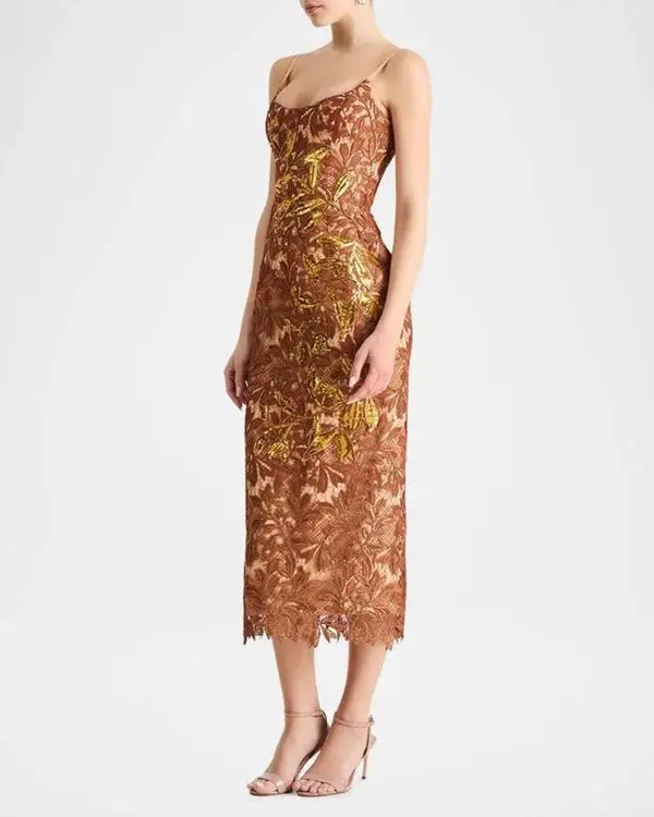 HELSI Charlotte Floral Lace Column Midi Dress