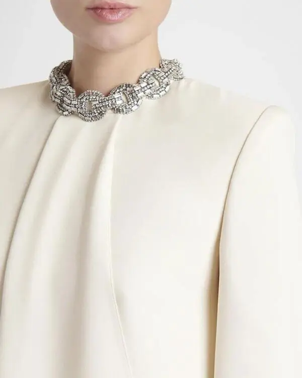 Valentino Garavani Embroidered Collar Draped Silk Mini Dress