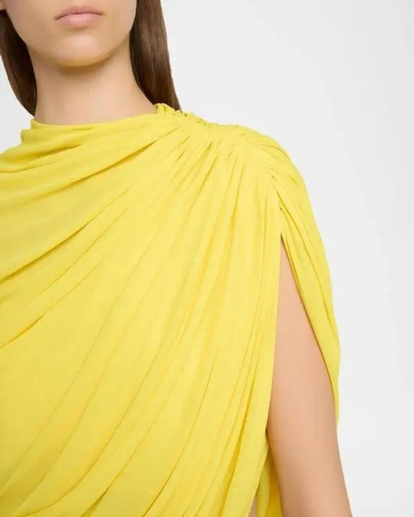 Proenza Schouler Irma Draped Gauzy Jersey Dress - Yellow