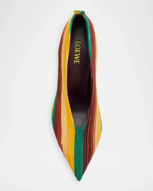 Loewe 85mm Origami Cubic Striped Suede Pumps