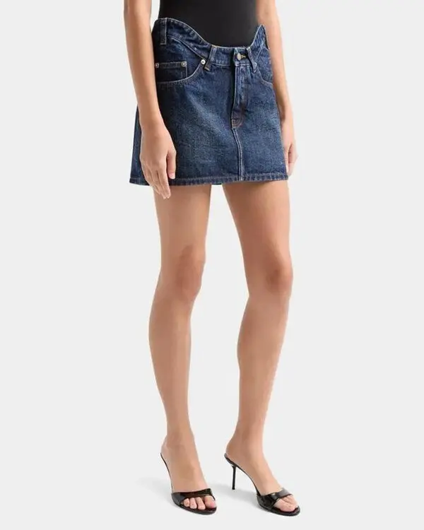 JEAN PAUL GAULTIER The Curved Denim Mini Skirt - Indigo