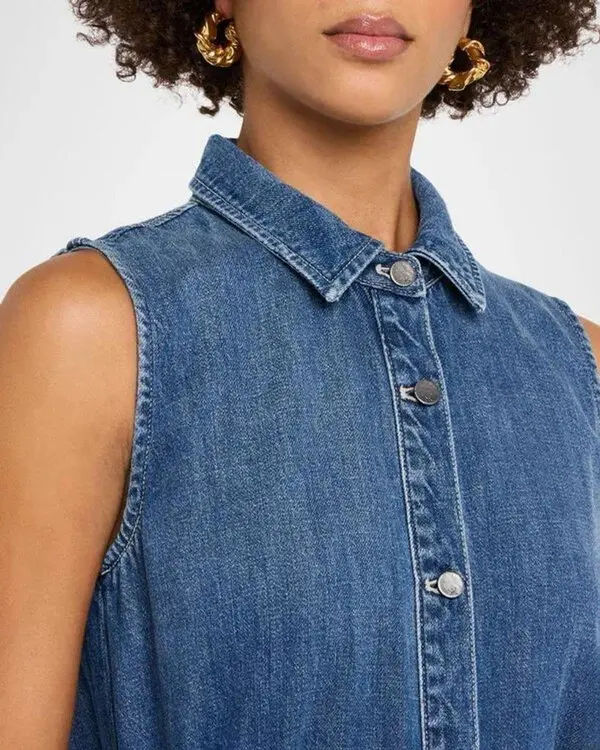 Kobi Halperin Addison Belted Ombre Cotton Denim Maxi Dress - Medium Indigo