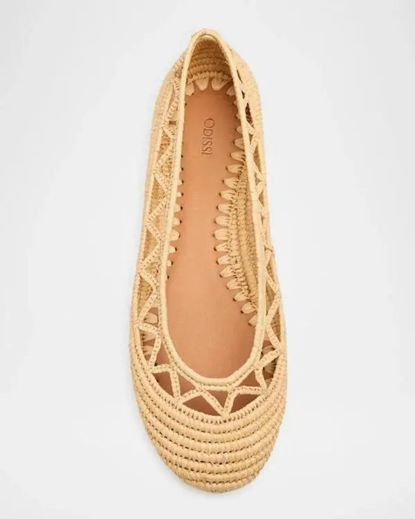 ODISSI Bea Raffia Ballerina Flats