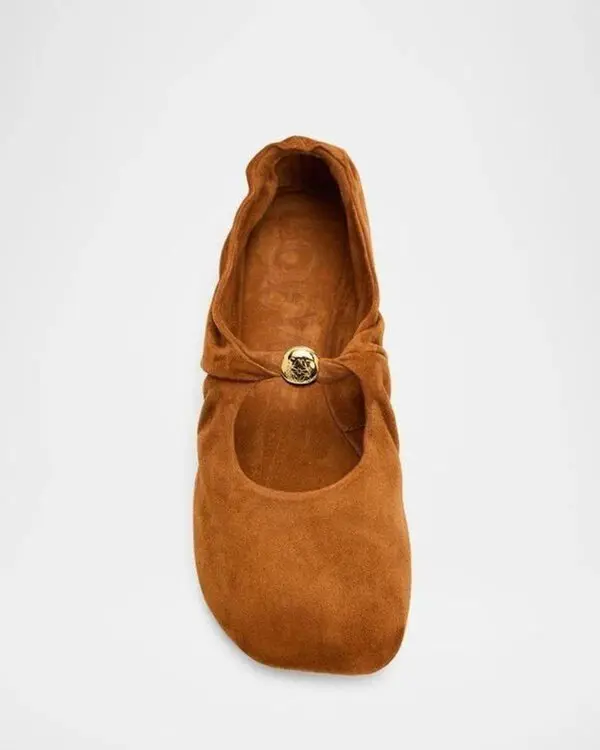 Loewe Pebble Suede Ballerina Flats