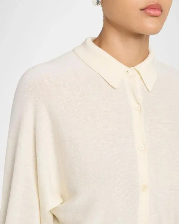 Lela Rose Cropped Dolman-sleeve Collared Cardigan - Cream