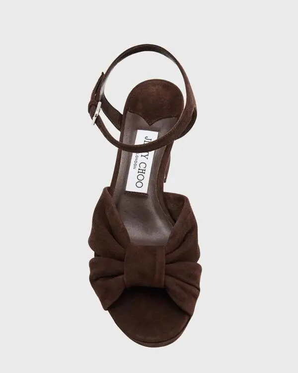JIMMY CHOO Heloise Suede Knot Platform Sandals