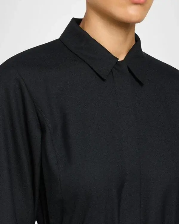Theory Long-sleeve Belted Midi Shirtdress - Black