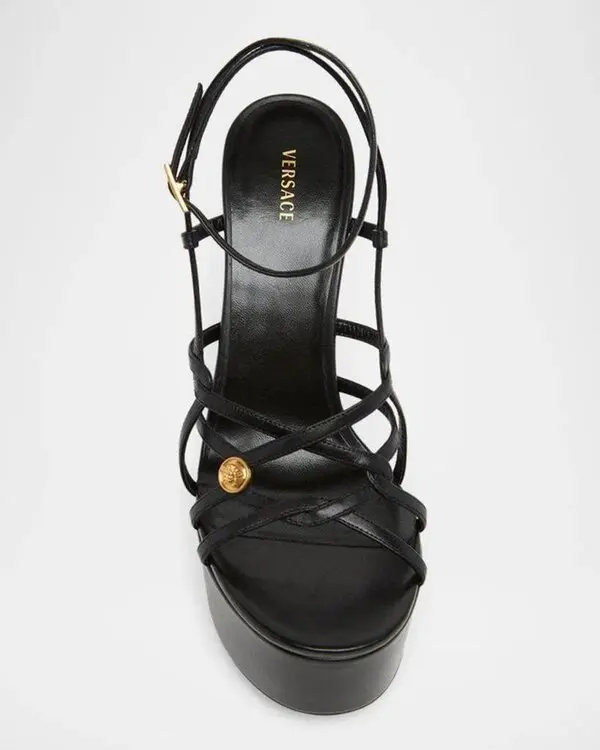 Versace 140mm Medusa Leather Platform Sandals