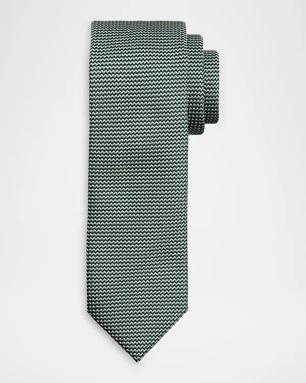 Brioni Apos;s Micro-woven Jacquard Silk Tie - Flannel