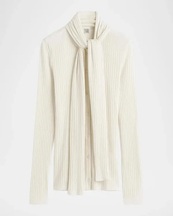 TOTEME Ribbed Bow Blouse