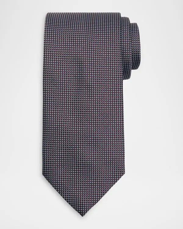 Brioni Apos;s Micro-geometric Square Jacquard Silk Tie - Pink Mutli