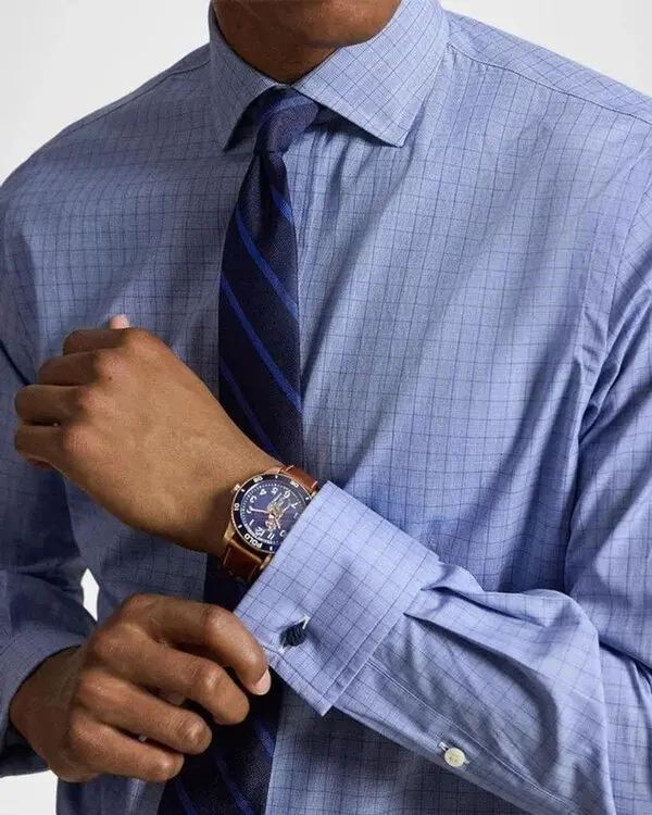 Polo Ralph Lauren Apos;s Custom Fit Plaid French Cuff Shirt - Blue