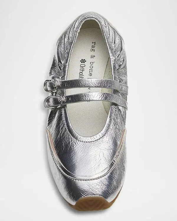 Rag & Bone Emilee Metallic Leather Mary Jane Ballerina Flats