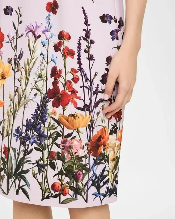 Rickie Freeman For Teri Jon Floral-print Crepe Column Dress - Lilac Multi