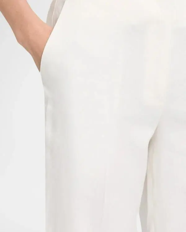 Theory Slit-cuff Linen-blend Capri Pants - Ivory