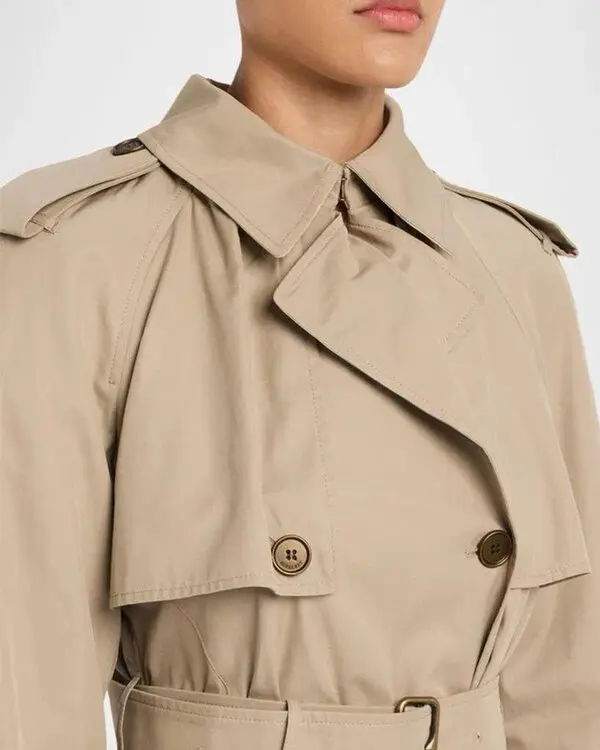 Burberry Ruffle Belted Short Trench Coat - Salt Marsh