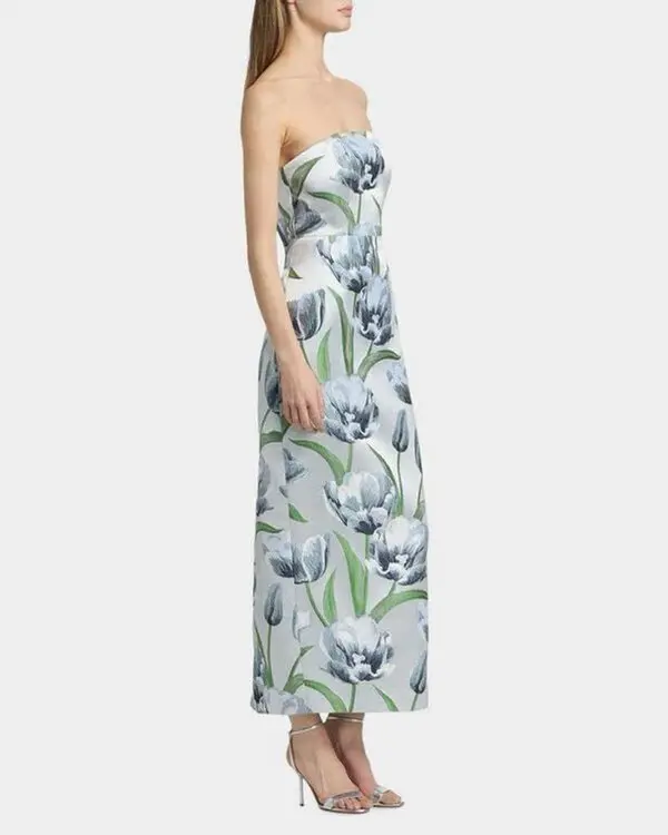 MILLY Orion Tulip Jacquard Strapless Gown