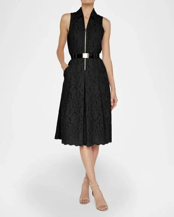 L & APOS;AGENCE Kylo Belted Lace Shirtdress