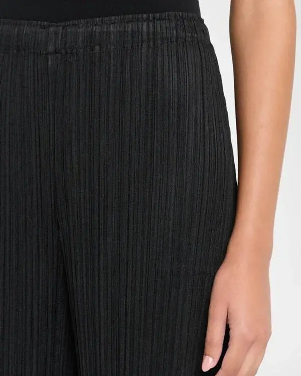 Issey Miyake Monthly Colors: July Pleated Wide-leg Crop Pants - Black