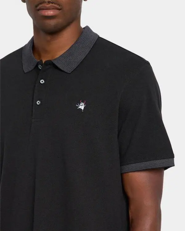 Robert Graham Apos;s Devil-embroidered Striped Collar Cotton Polo Shirt