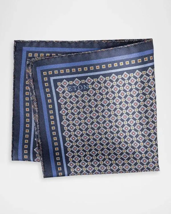 Eton Apos;s Medallion Double-print Silk Pocket Square
