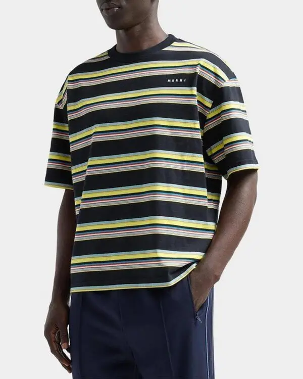 Marni Apos;s Multi-stripe Cotton Relaxed-fit Crewneck T-shirt
