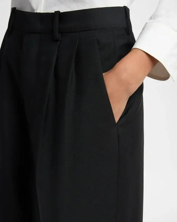 JIL SANDER Pleated Wool-mohair Trousers - Black