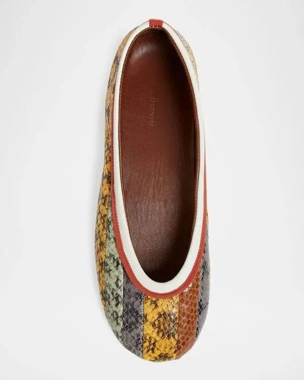 Dries Van Noten Snakeskin-effect Leather Ballerina Flats - Tan