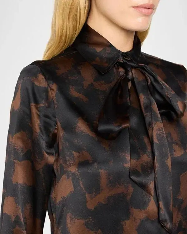 Kiton Abstract-print Silk Button-down Shirt With Detachable Neck-tie