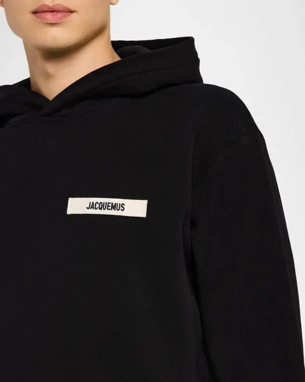 Jacquemus Apos;s Grosgrain Logo Cotton Hoodie - Black