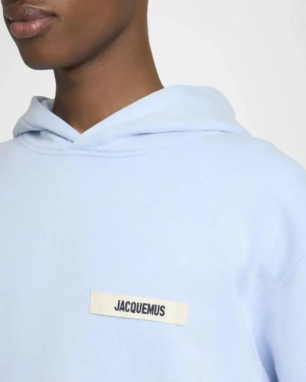 Jacquemus Apos;s Grosgrain Logo Cotton Hoodie - Light Blue
